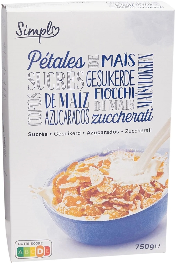 Score santé de SIMPL (CARREFOUR) FLOCONS DE MAÏS SUCRÉS. - Testachats santé